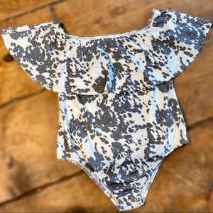 L&B | Tops | Off Shoulder Cow Print Body Suit | Poshmark